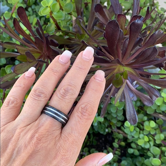 Accessories | 8mm Black Titanium Mens Cable Insert Wedding Band | Poshmark